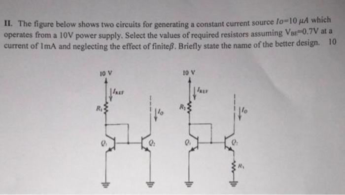 Solved II. The figure below shows two circuits for | Chegg.com
