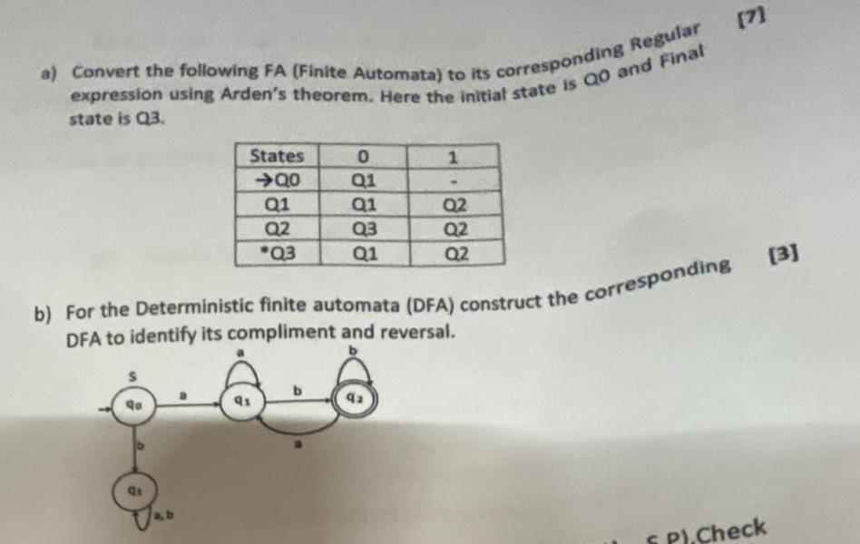 a) Convert the following FA (Finite Automata) to its | Chegg.com