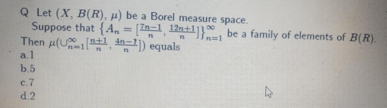 Solved Q Let (X, B(R), u) be a Borel measure space. Suppose | Chegg.com