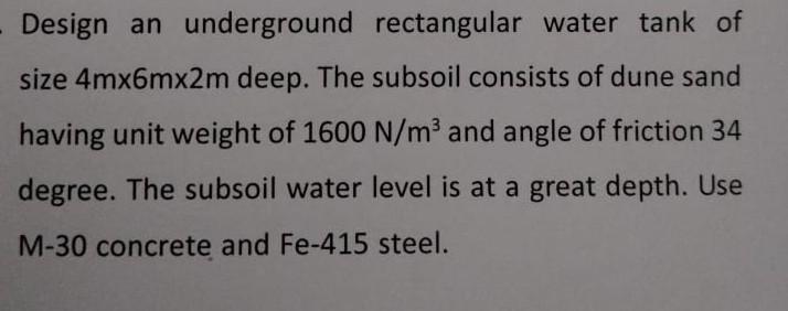 Solved Design an underground rectangular water tank of size | Chegg.com