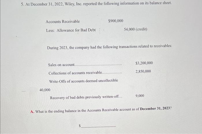 Solved At December 31, 2022, Wiley, Inc. reported the | Chegg.com
