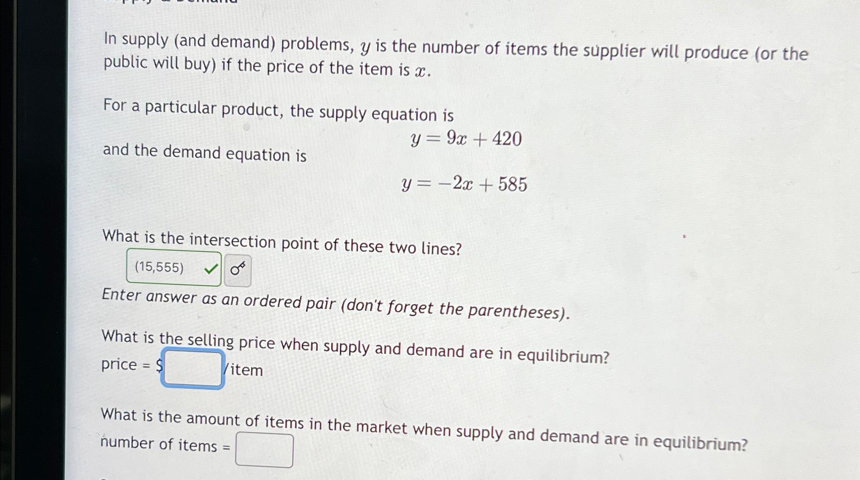 Solved In supply (and demand) ﻿problems, y ﻿is the number of | Chegg.com