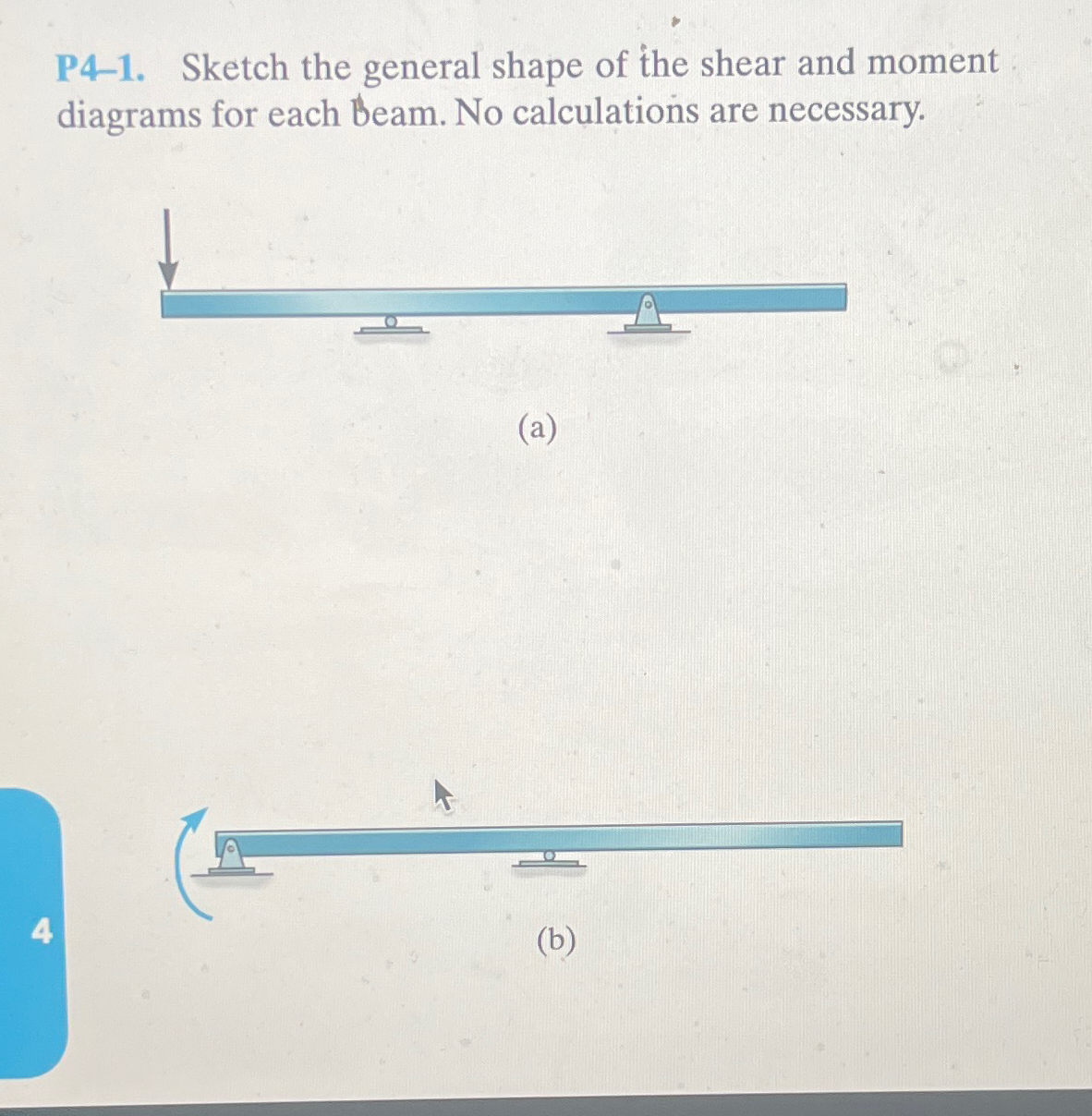 Solved P4-1. ﻿Sketch the general shape of the shear and | Chegg.com
