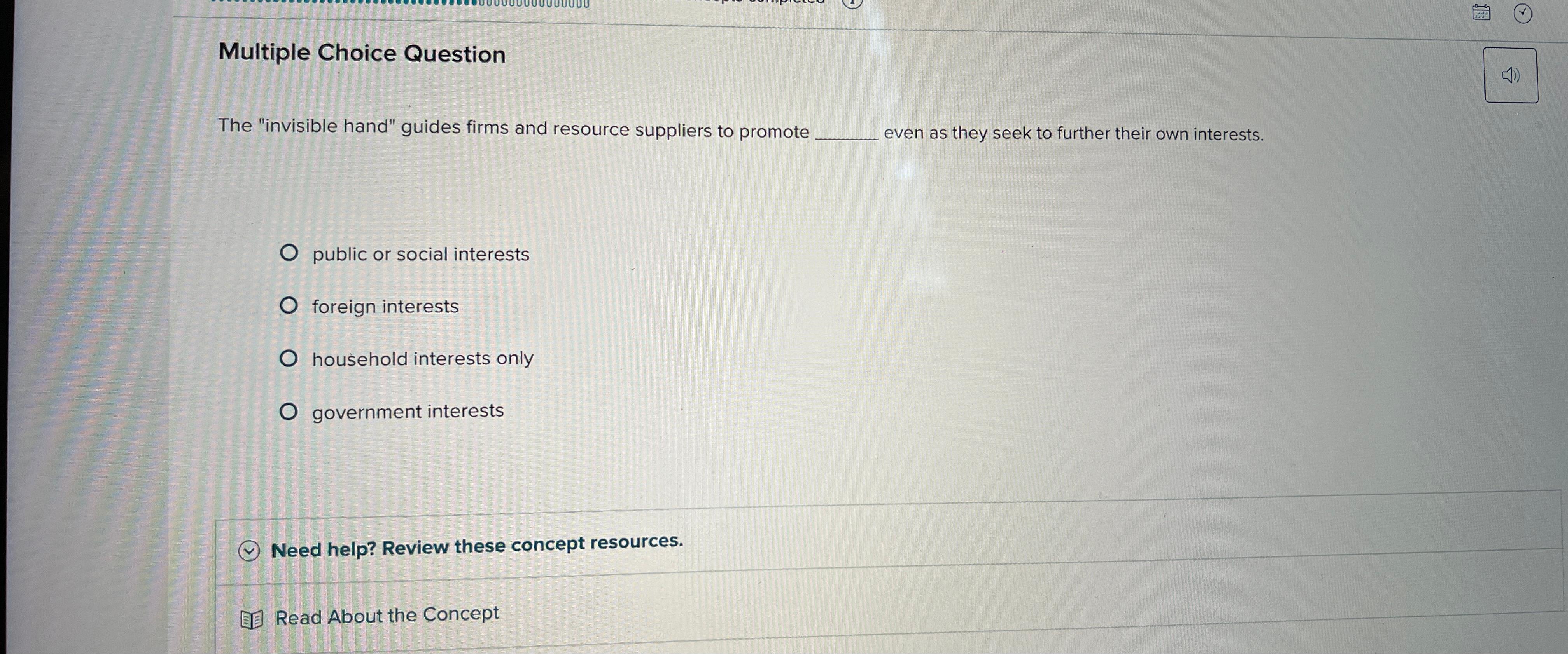 Solved Multiple Choice QuestionThe "invisible hand" guides | Chegg.com