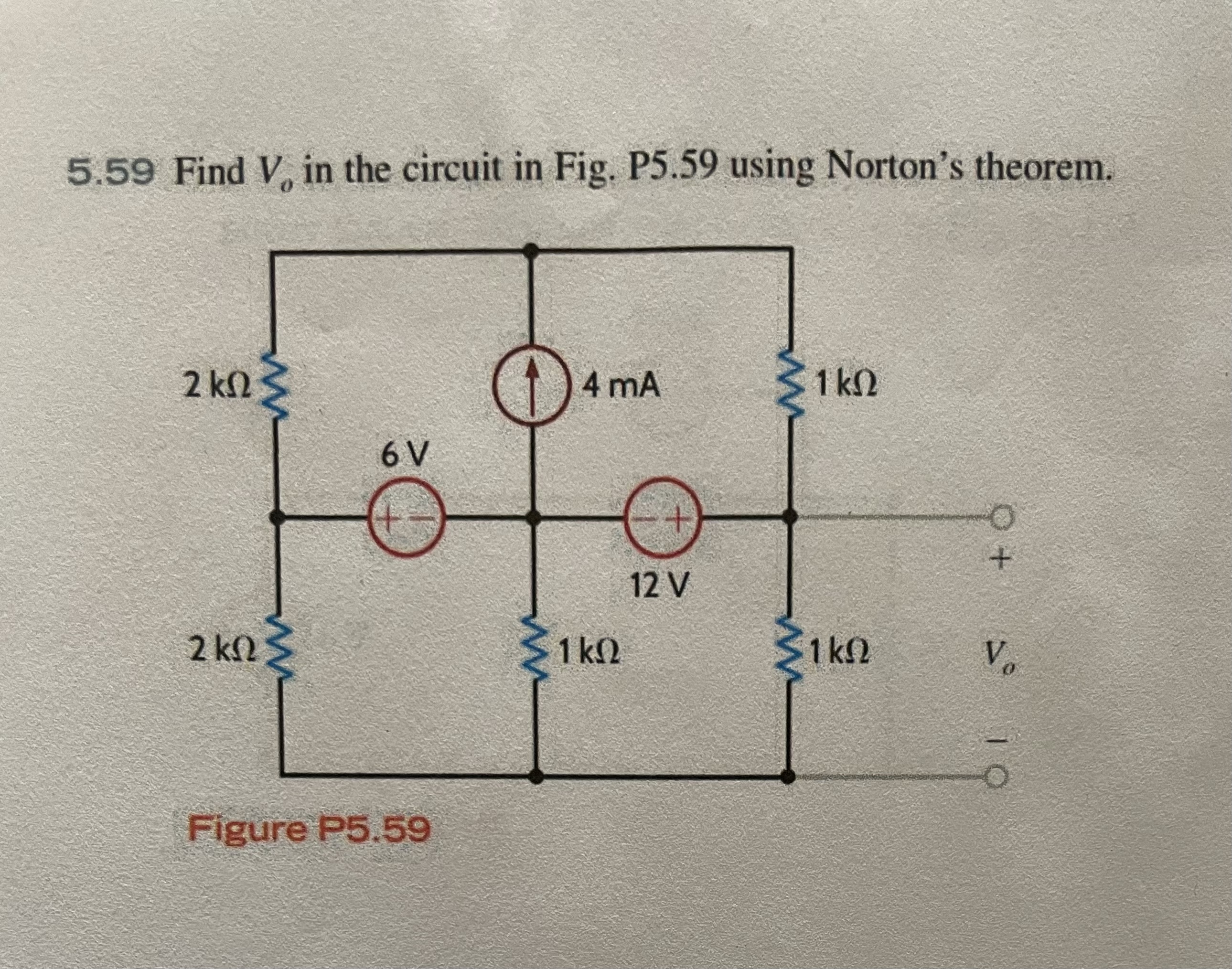 Solved 5.59 ﻿Find Vo ﻿in the circuit in Fig. P5.59 ﻿using | Chegg.com