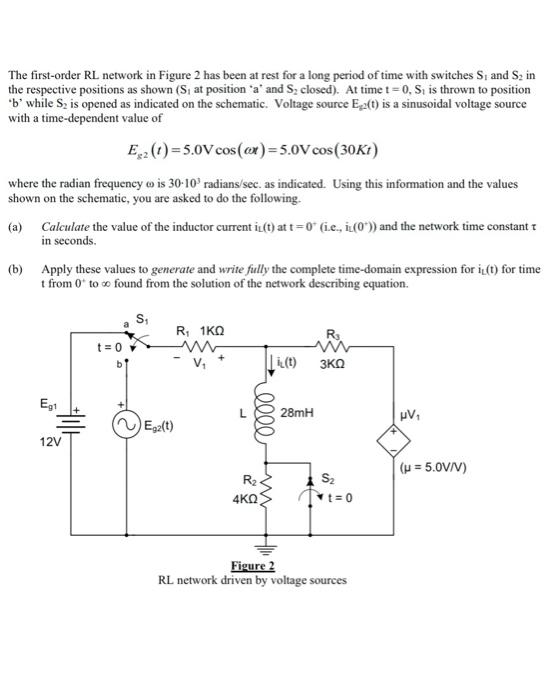Solved The first-order RL network in Figure 2 has been at | Chegg.com
