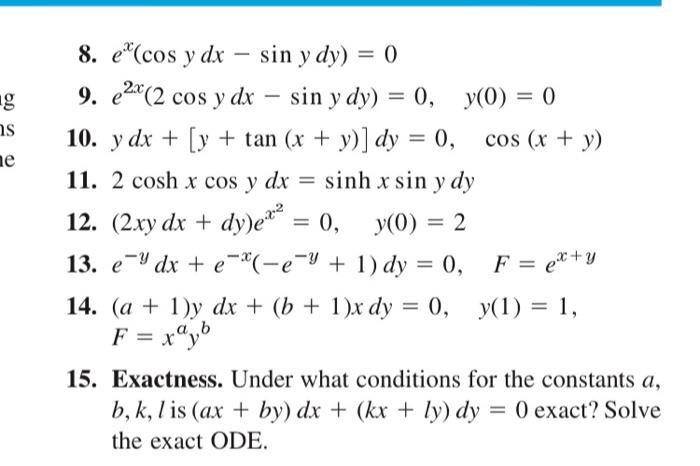Solved Test for exactness. If exact, solve. If not, use an | Chegg.com