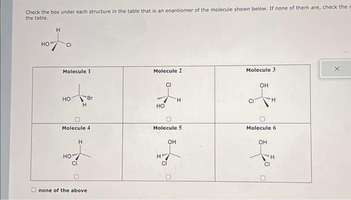 Solved Check the box under each structure in the table that | Chegg.com