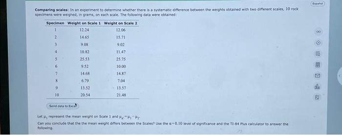Solved Comparing scales: In an experiment to determine | Chegg.com