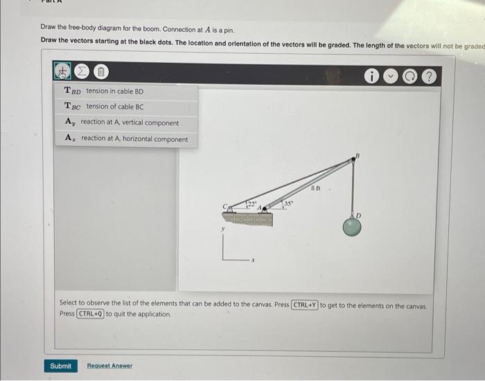 Solved Draw the free-body diagram for the boom. Connection | Chegg.com