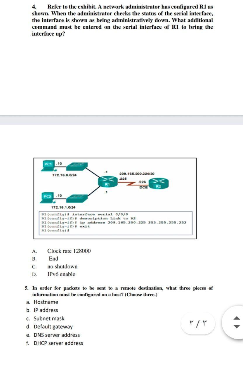 Solved 4 Refer To The Exhibit A Network Administrator Has