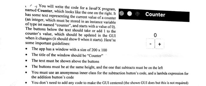 I You Will Write The Code For A Javafx Program 
