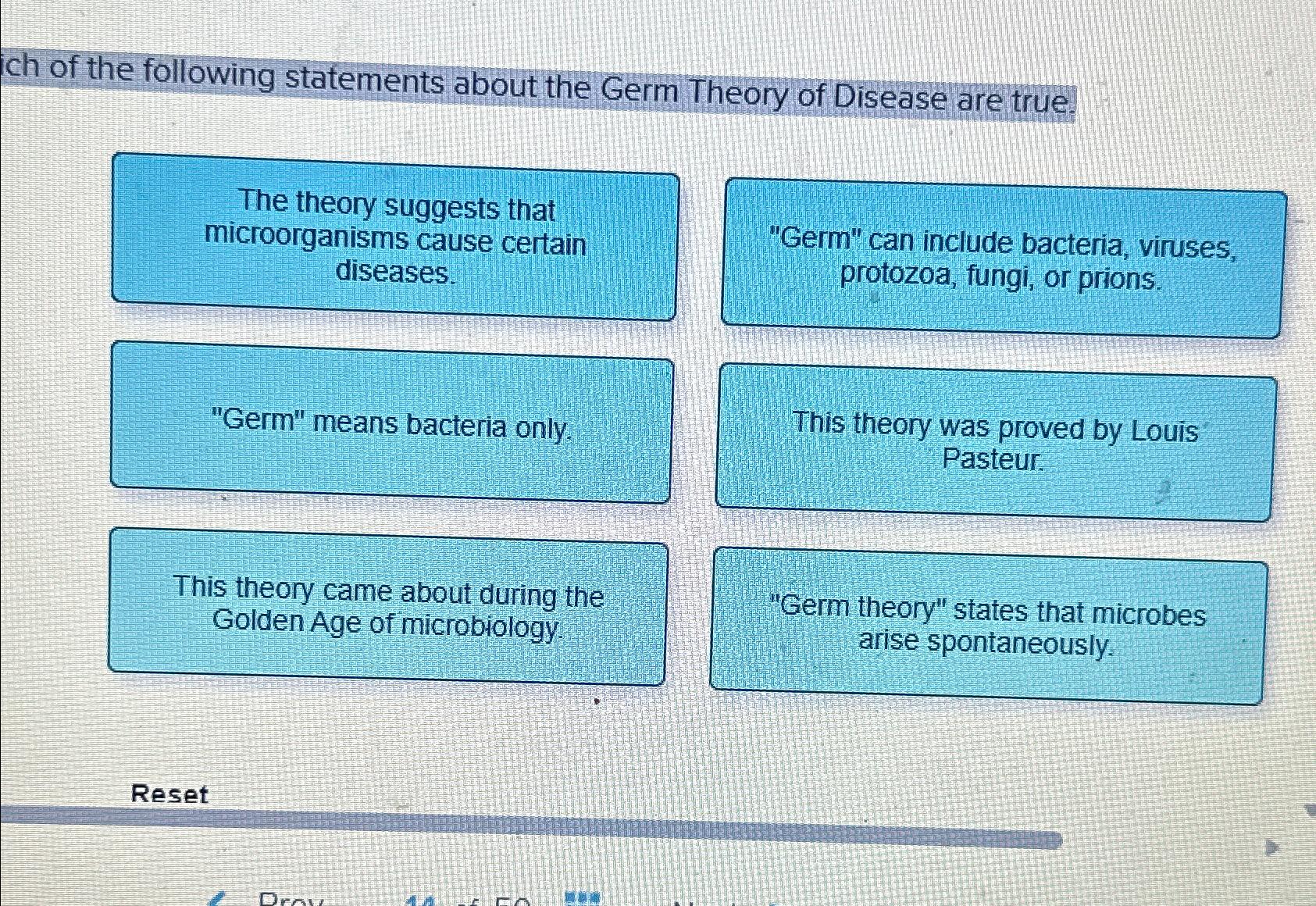 Solved ch of the following statements about the Germ Theory | Chegg.com