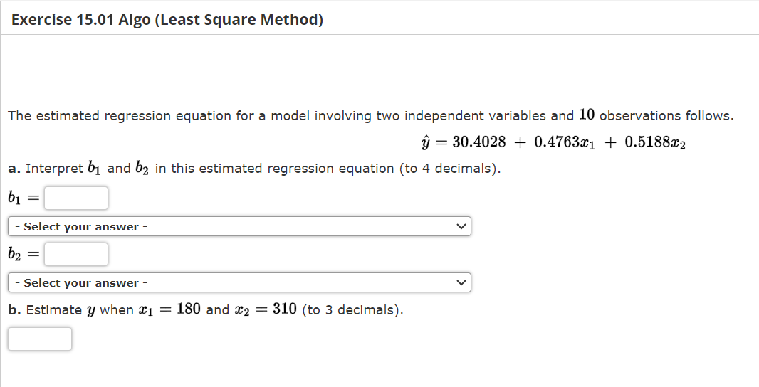 Solved Exercise 15.01 ﻿Algo (Least Square Method)The | Chegg.com