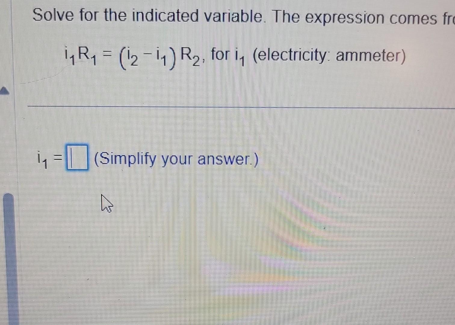 Solved Solve for the indicated variable. The expression | Chegg.com