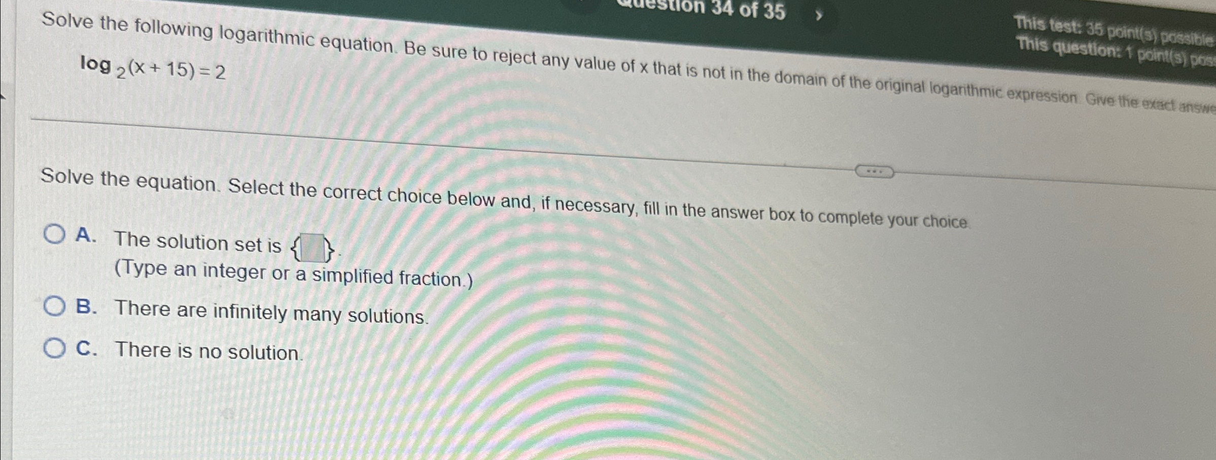Solve the following logarithmic equation. Be sure to | Chegg.com