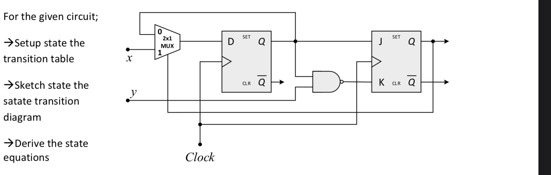 Solved For the given circuit;→ ﻿Setup state the transition | Chegg.com
