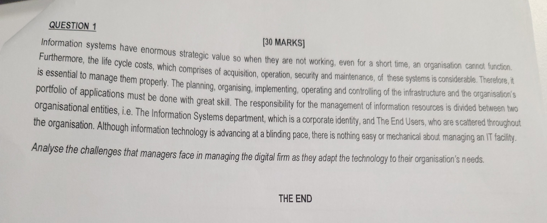 Solved QUESTION 1[30 ﻿MARKS]Information systems have | Chegg.com