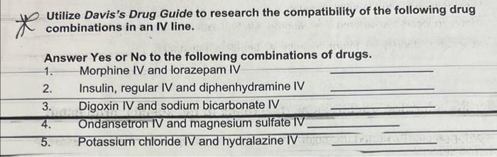 Solved WW Utilize Davis's Drug Guide to research the | Chegg.com