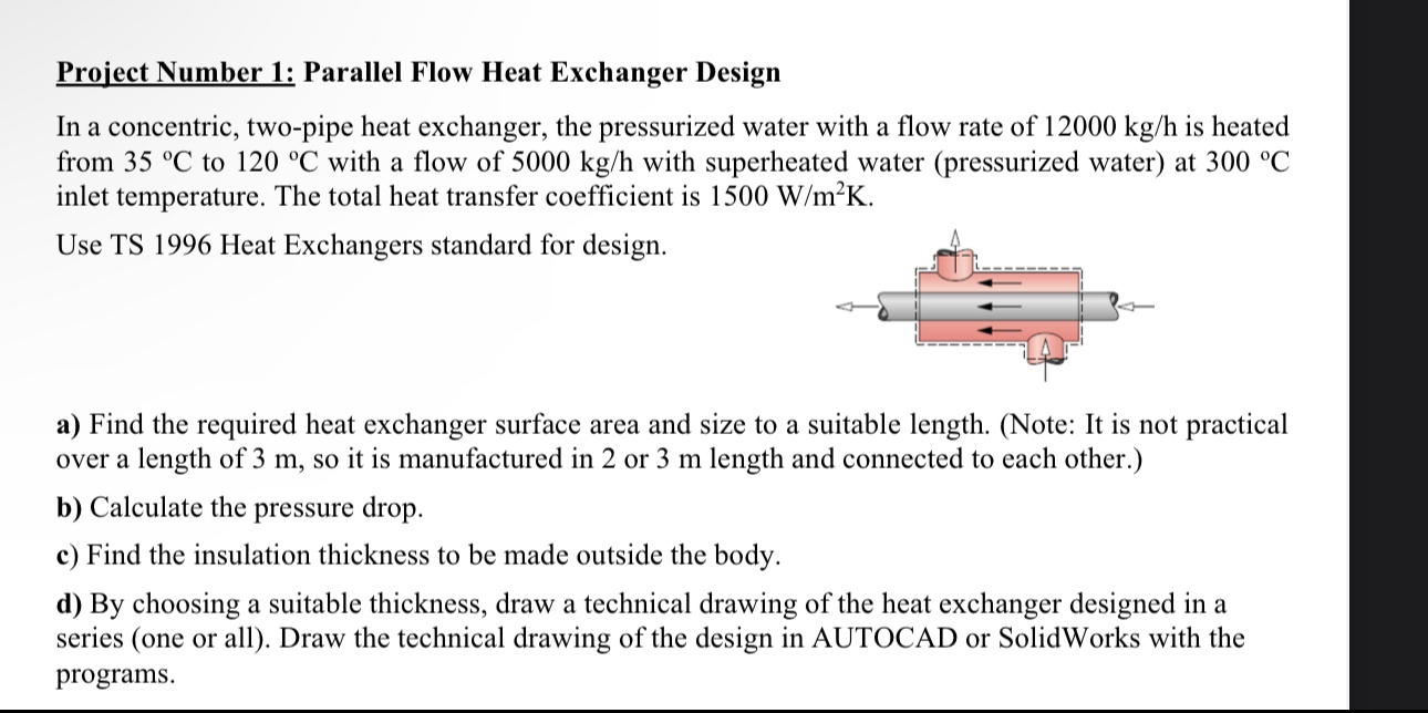 Solved Project Number 1: Parallel Flow Heat Exchanger | Chegg.com