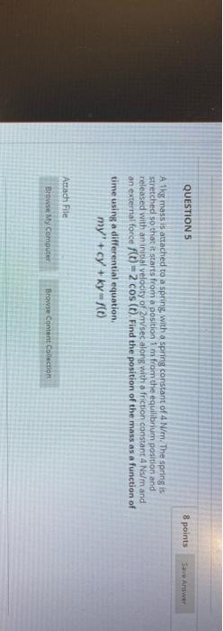 Solved Questions 8 Points Sare Answer Alkg Mass Is Attached 