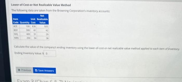 Solved Lower-of-Cost-or-Net Realizable Value Method The | Chegg.com