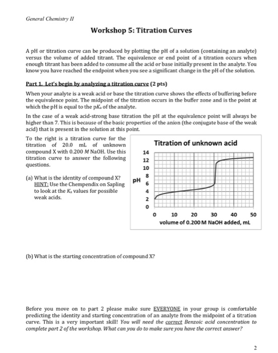 General Chemistry II Workshop 5: Titration Curves A | Chegg.com