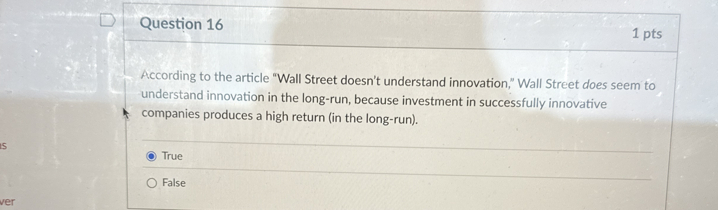 Solved Question 161 ﻿ptsAccording to the article "Wall | Chegg.com