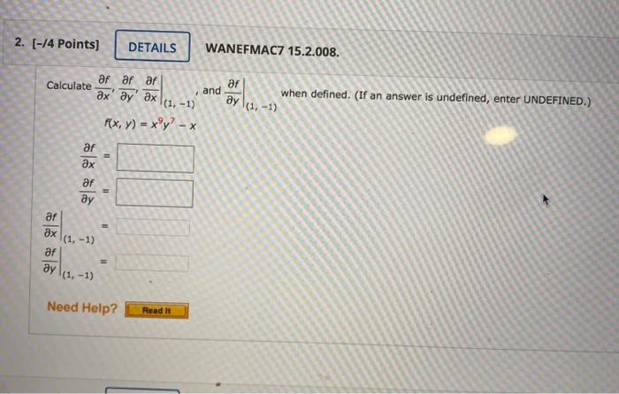 Solved 2. [-14 Points) DETAILS WANEFMAC7 15.2.008. af ar ar | Chegg.com Solved 2. [-14 Points) DETAILS WANEFMAC7 15.2.008. af ar ar | Chegg.com