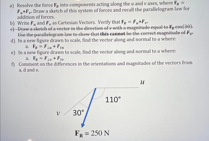 Solved a) Resolve the force FR into components acting along | Chegg.com