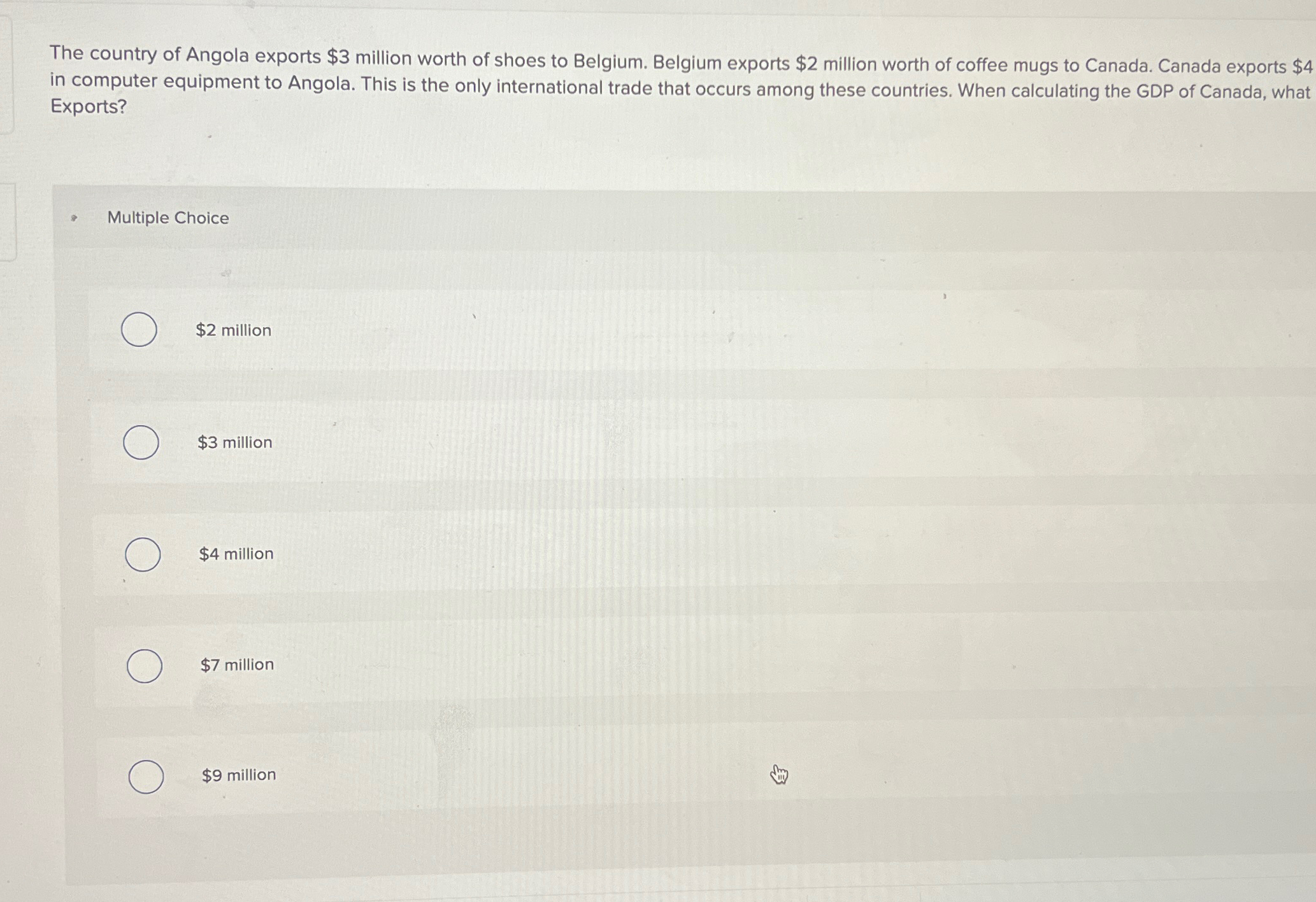 Solved The country of Angola exports $3 ﻿million worth of | Chegg.com