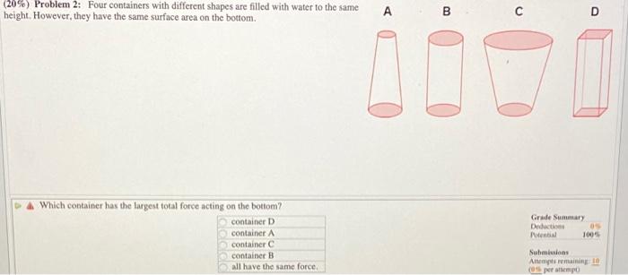 Solved (20%) Problem 2: Four containers with different | Chegg.com