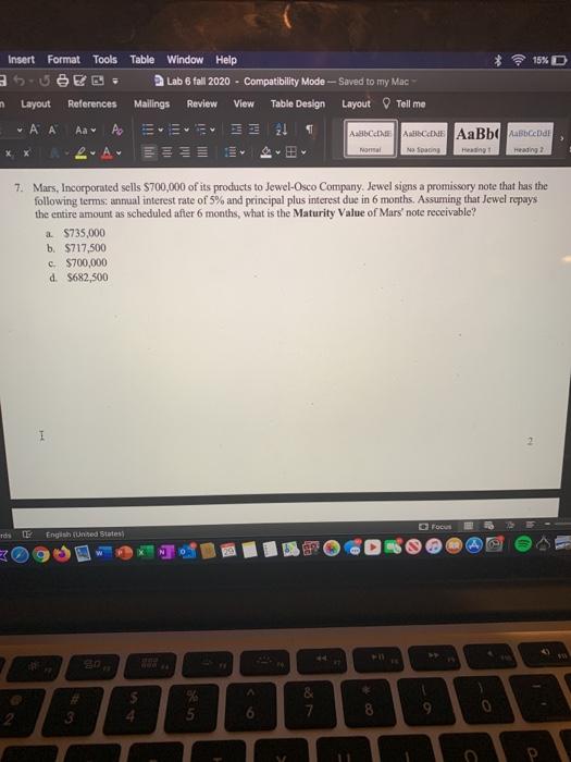 Solved * 15%D Insert Format Tools Table Window Help USEB - | Chegg.com