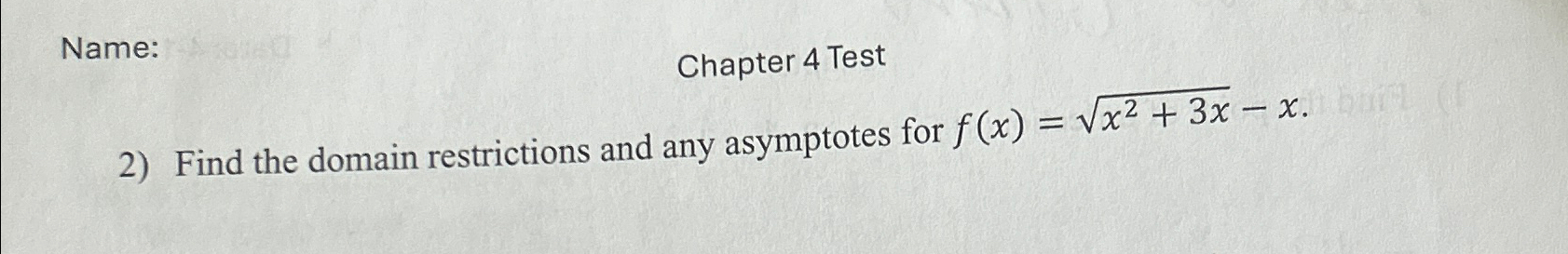 Solved CalculusFind the domain restrictions and any | Chegg.com
