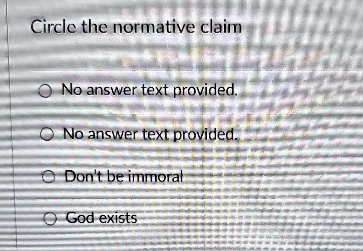 Circle the normative claim No answer text provided. | Chegg.com