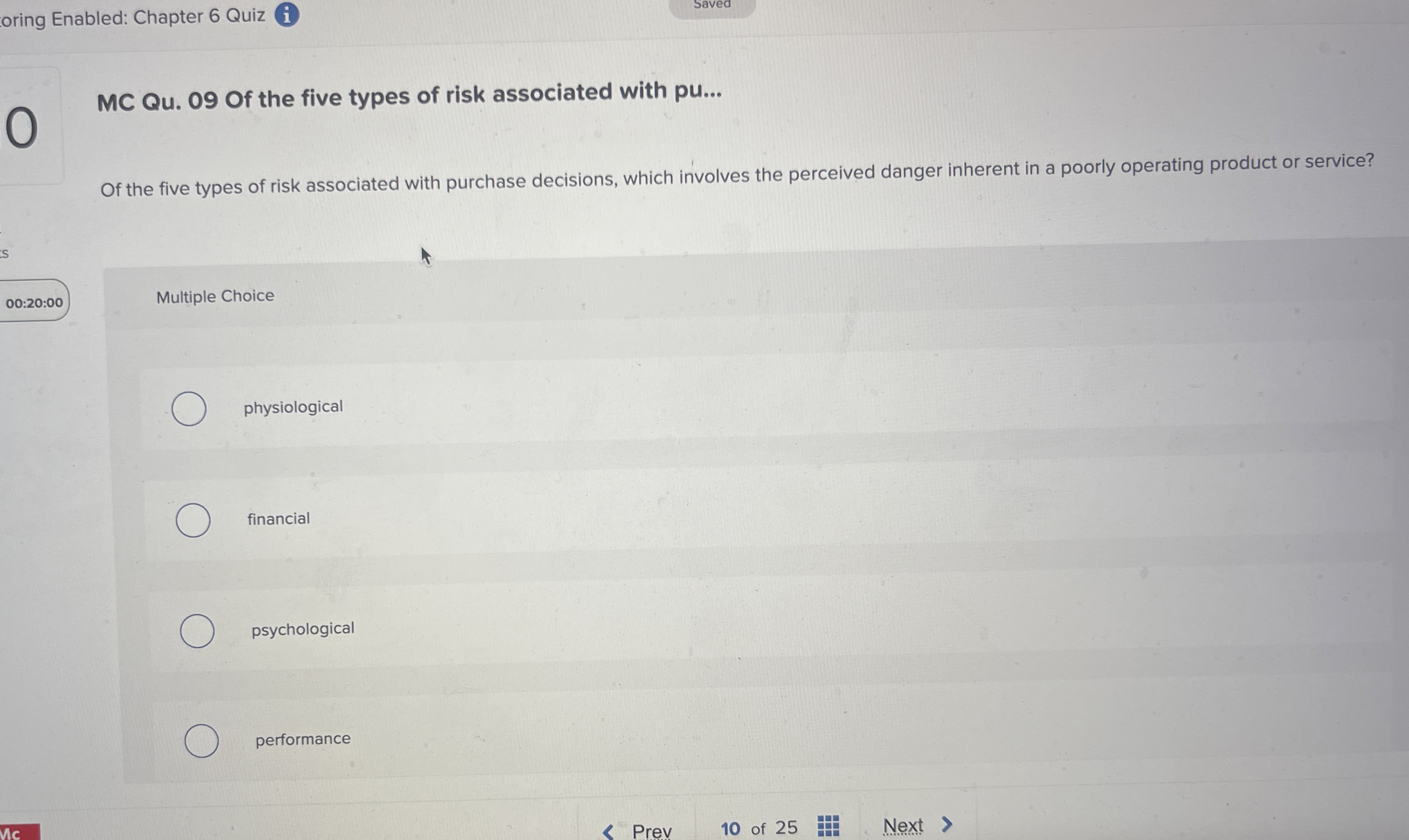 Solved MC Qu. 09 ﻿Of the five types of risk associated with | Chegg.com