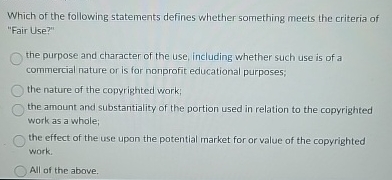 Which of the following statements defines whether | Chegg.com