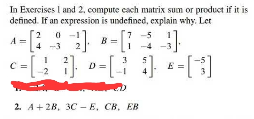 Solved In Exercises 1 ﻿and 2, ﻿compute each matrix sum or | Chegg.com