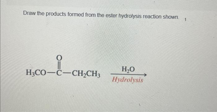 Solved Draw the products formed from the ester hydrolysis | Chegg.com