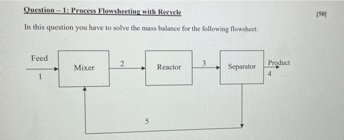 Solved Question - 1: Process Flowsheeting with Recycle 1501 | Chegg.com
