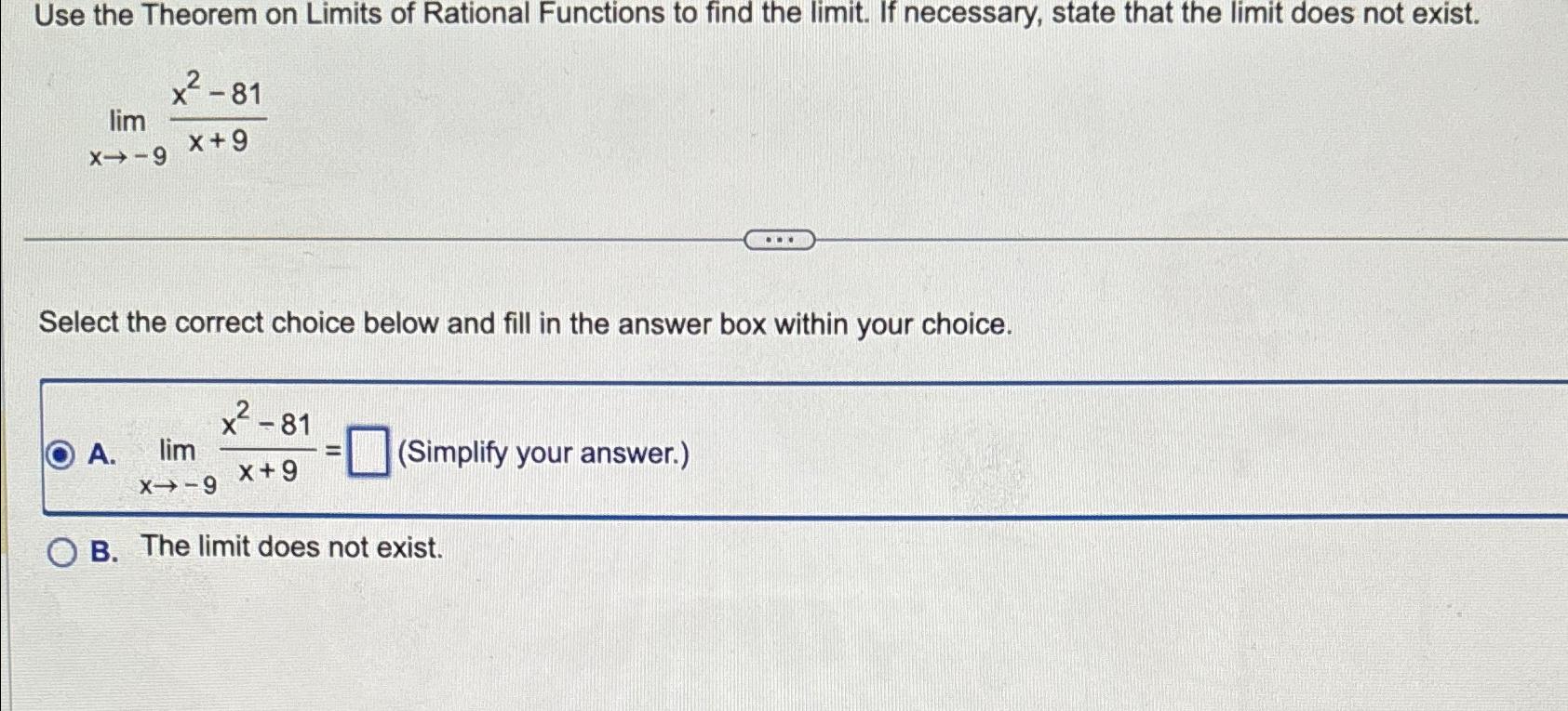 Solved Use the Theorem on Limits of Rational Functions to | Chegg.com