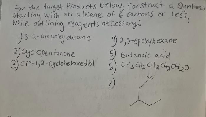 Solved for the target products below, construct a Synthesis | Chegg.com