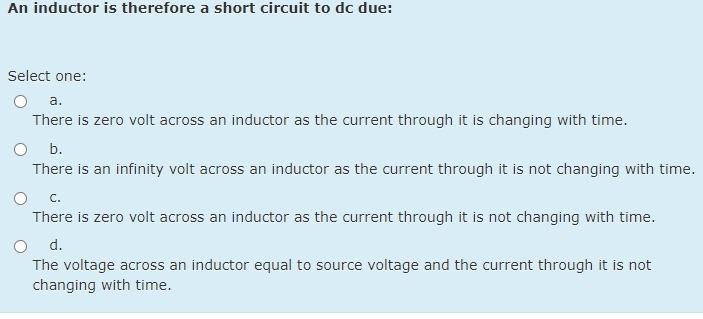 Solved An inductor is therefore a short circuit to dc | Chegg.com