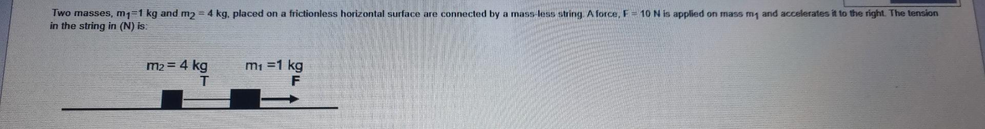 Solved Two masses, m1=1 kg and m2 = 4 kg, placed on a | Chegg.com