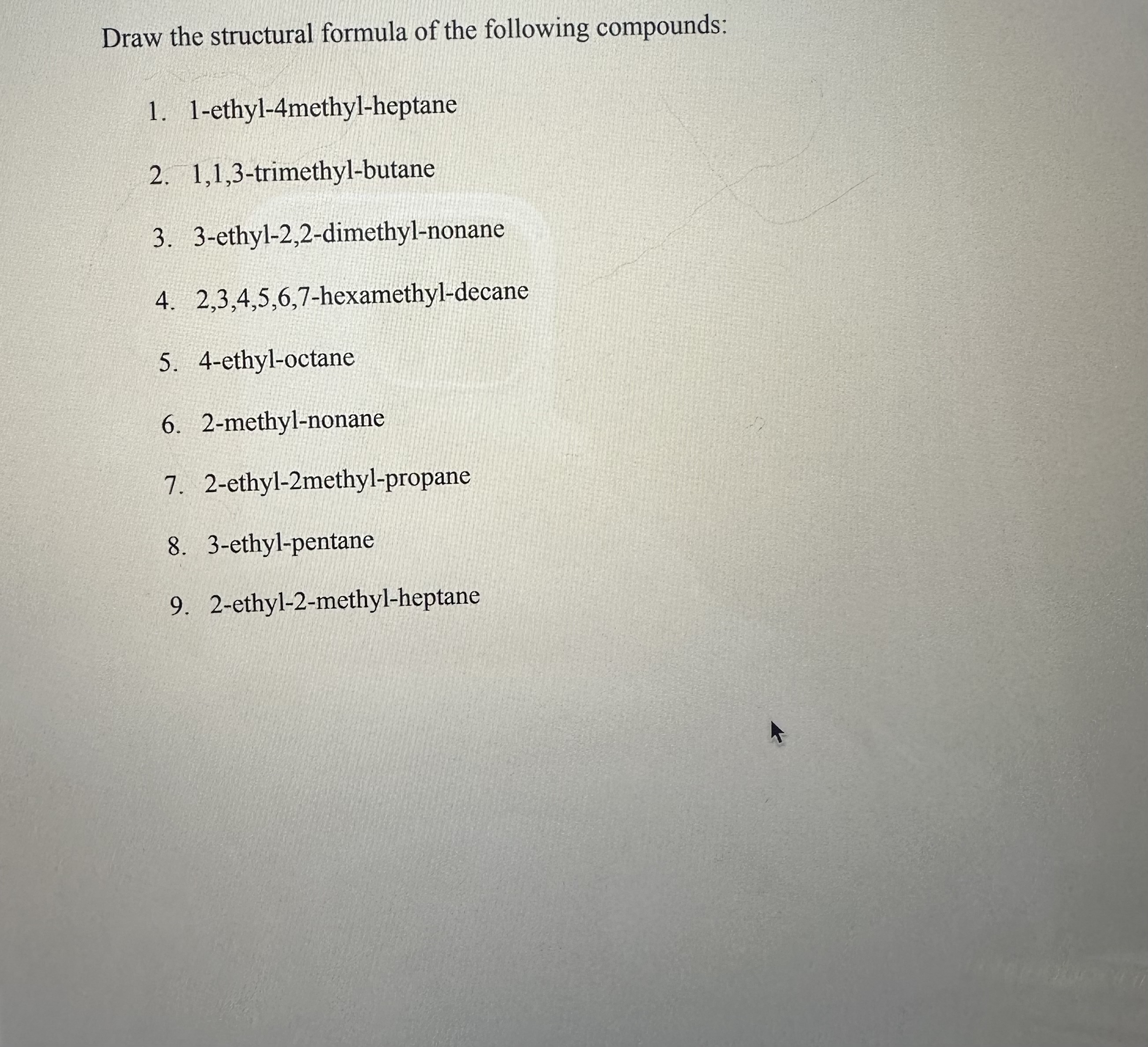 Draw the structural formula of the following | Chegg.com