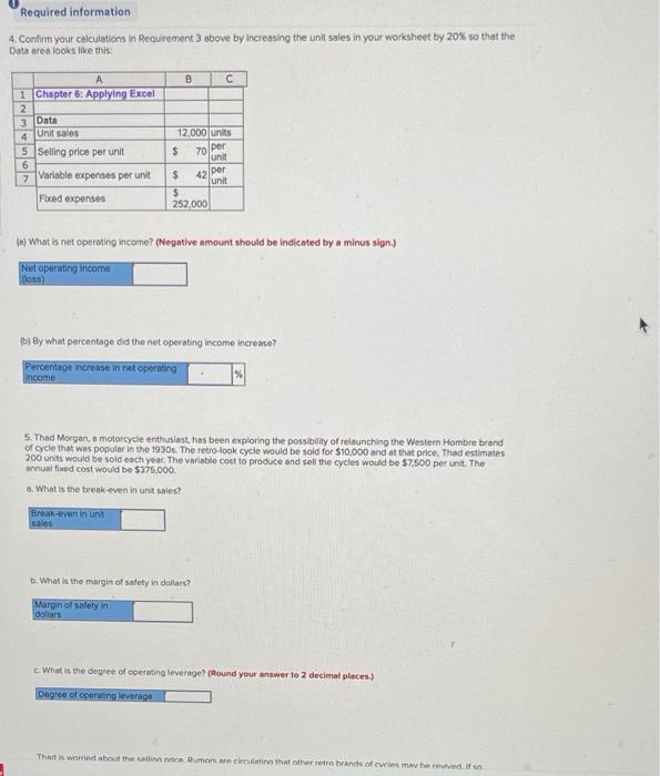 Solved Required information Chapter 6: Applying Excel Excel | Chegg.com