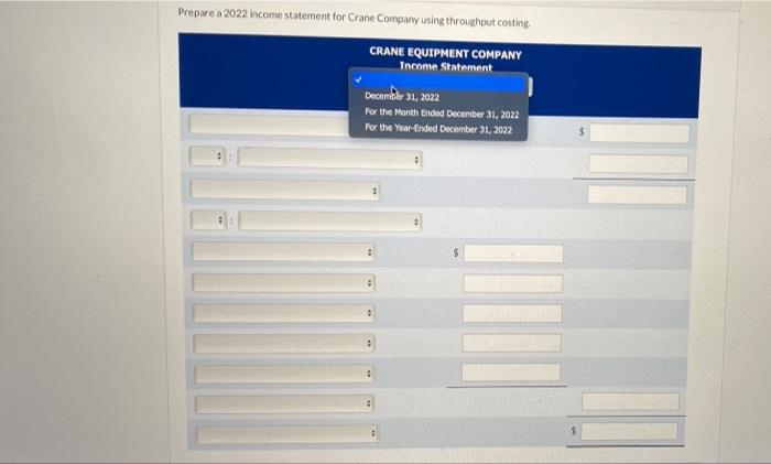 Solved fill in all the blanks to crear an income statement | Chegg.com