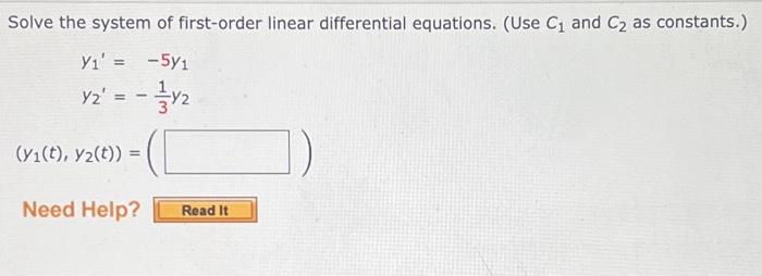 Solved Solve the system of first-order linear differential | Chegg.com