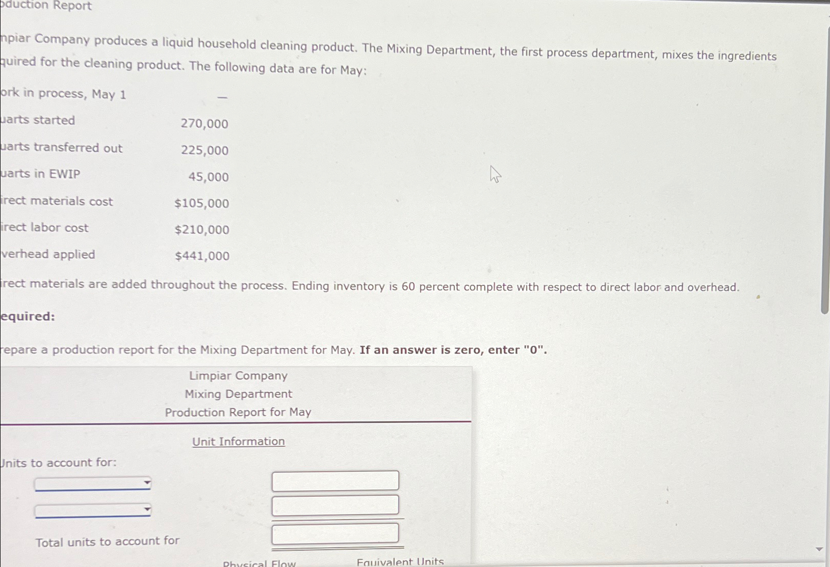 Solved Dduction Reporthpiar Company produces a liquid | Chegg.com