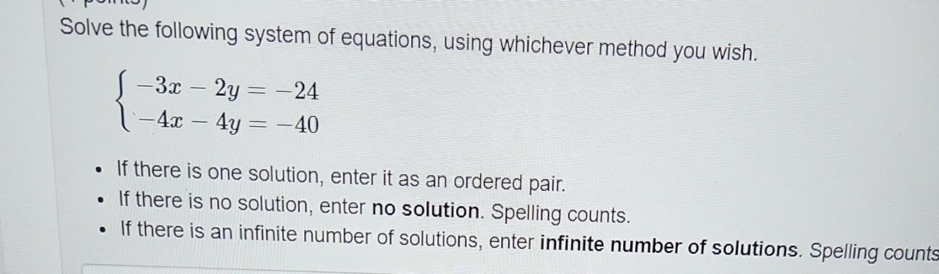 Solved Solve the following system of equations, using | Chegg.com